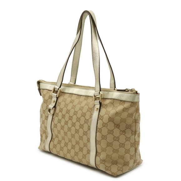 Gucci | Bags | Gucci Tan Metallic Tote Leather Gg Bag | Poshmark